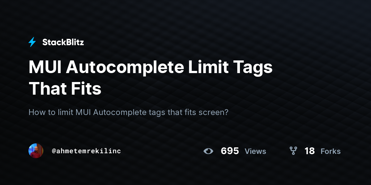 MUI Autocomplete Limit Tags That Fits - StackBlitz