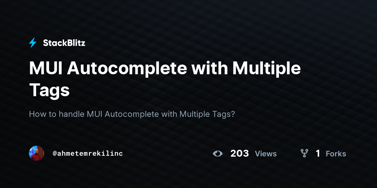 MUI Autocomplete with Multiple Tags - StackBlitz