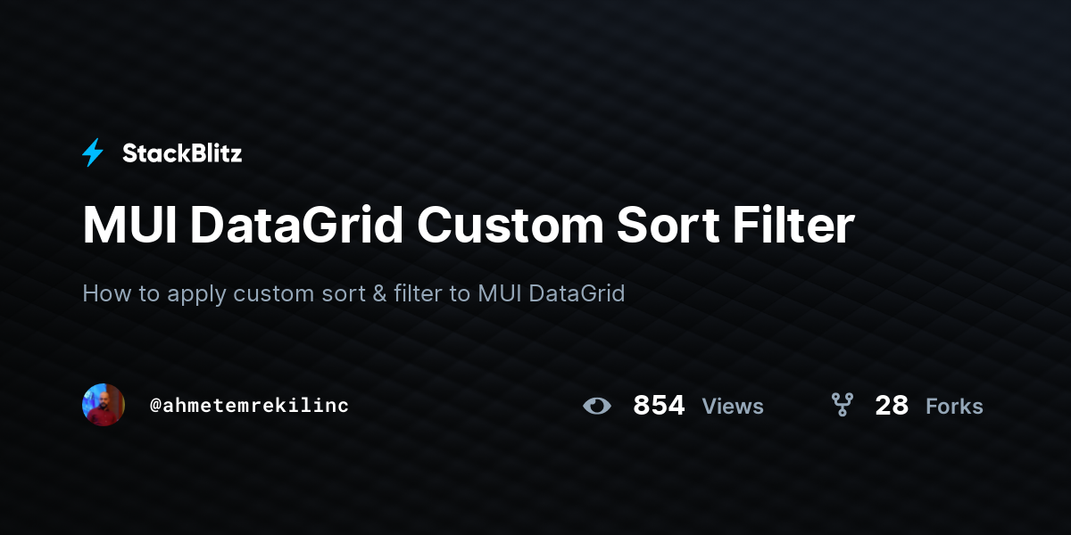 MUI DataGrid Custom Sort Filter - StackBlitz