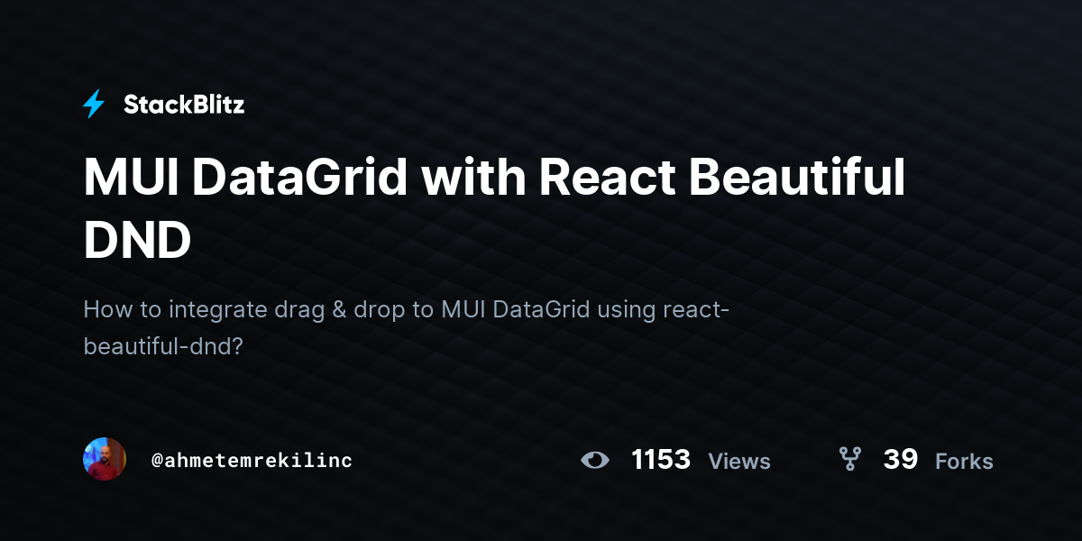 MUI DataGrid with React Beautiful DND - StackBlitz