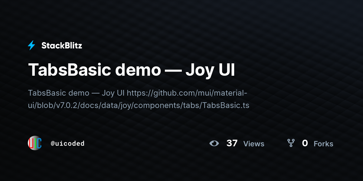 TabsBasic demo — Joy UI - StackBlitz