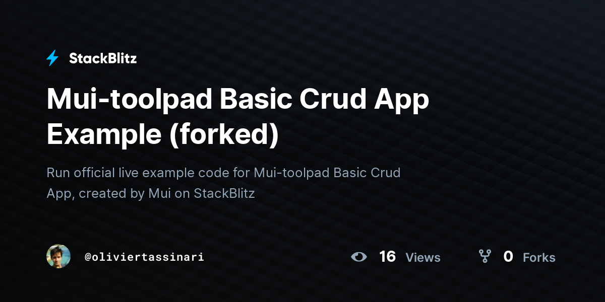 Mui-toolpad Basic Crud App Example (forked) - StackBlitz