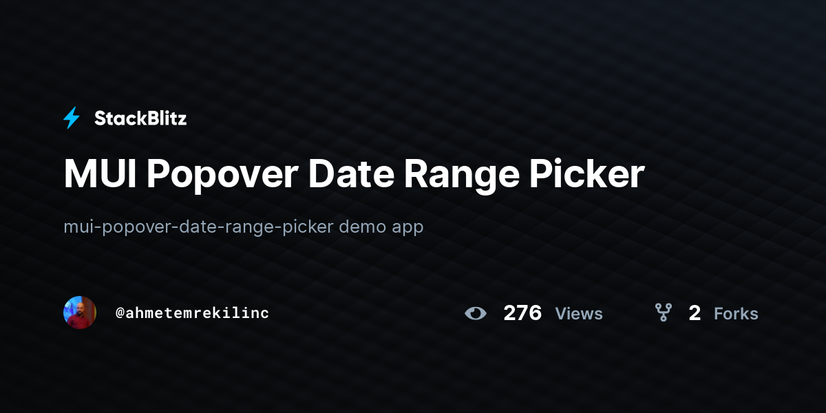 MUI Popover Date Range Picker - StackBlitz
