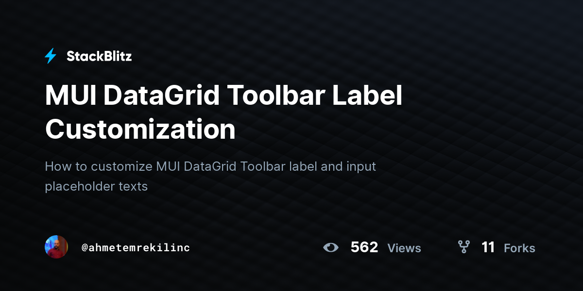 MUI DataGrid Toolbar Label Customization - StackBlitz