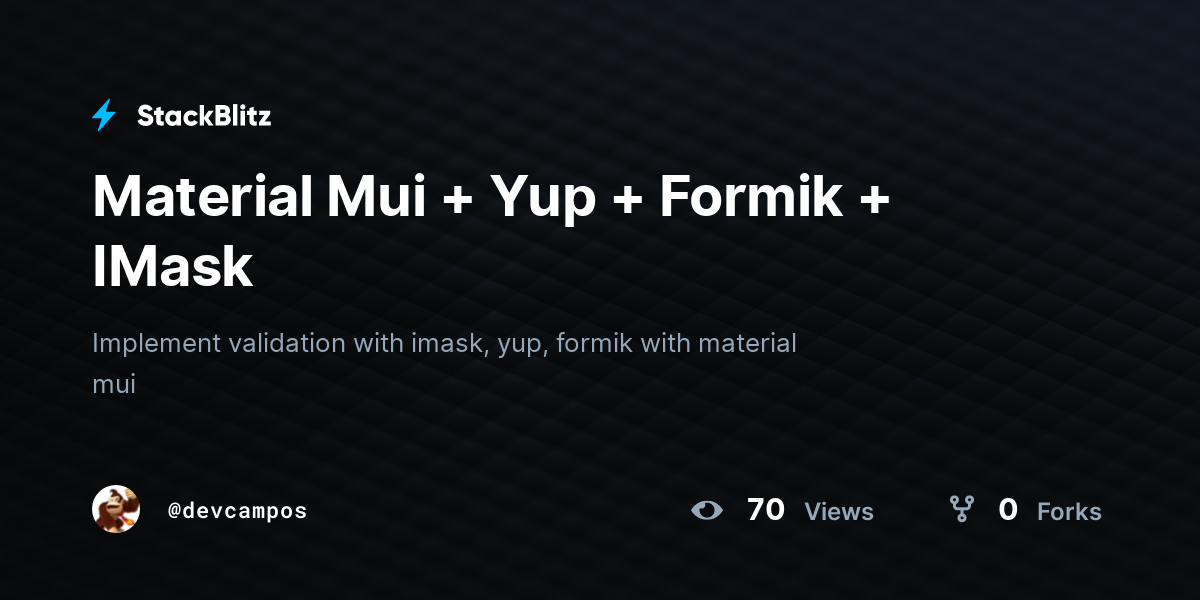 Material Mui + Yup + Formik + IMask - StackBlitz