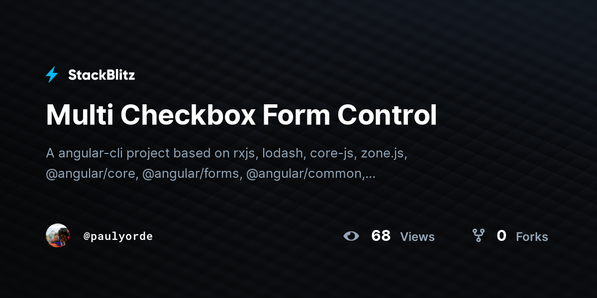 Multi Checkbox Form Control - StackBlitz