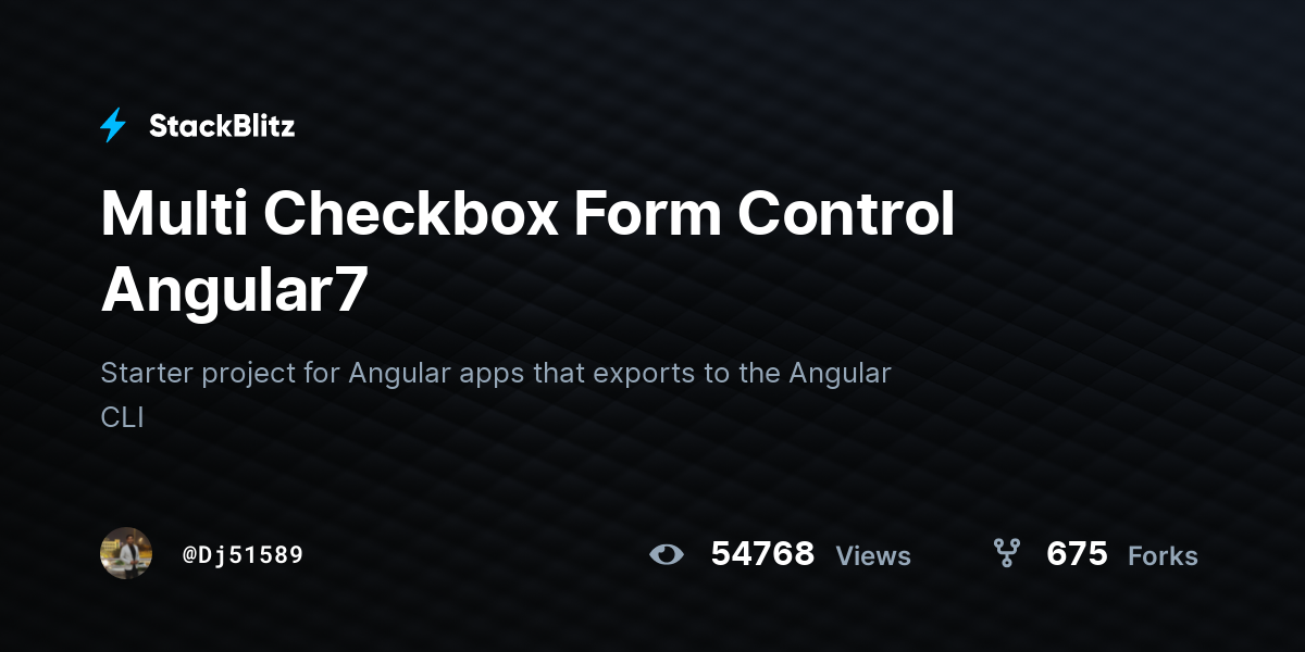 Multi Checkbox Form Control Angular7 - StackBlitz