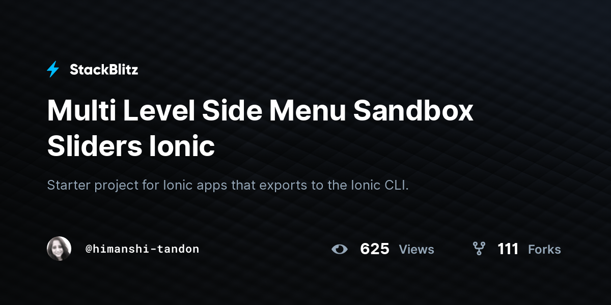 Multi Level Side Menu Sandbox Sliders Ionic - StackBlitz Multi Level Side Menu Sandbox Sliders Ionic - StackBlitz
