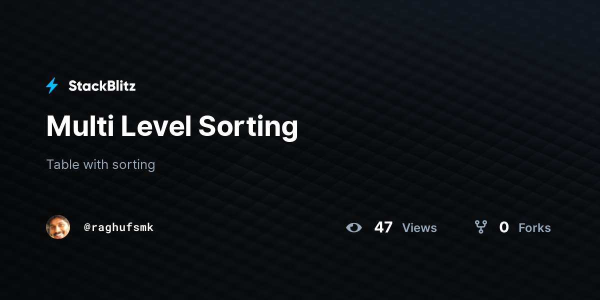 Multi Level Sorting - StackBlitz Multi Level Sorting - StackBlitz