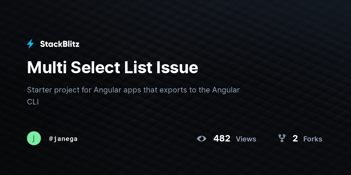 Multi Select List Issue - StackBlitz