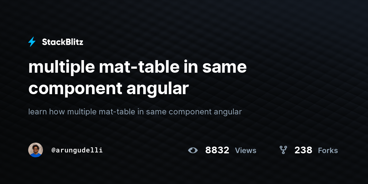 multiple mat-table in same component angular - StackBlitz multiple mat-table in same component angular - StackBlitz