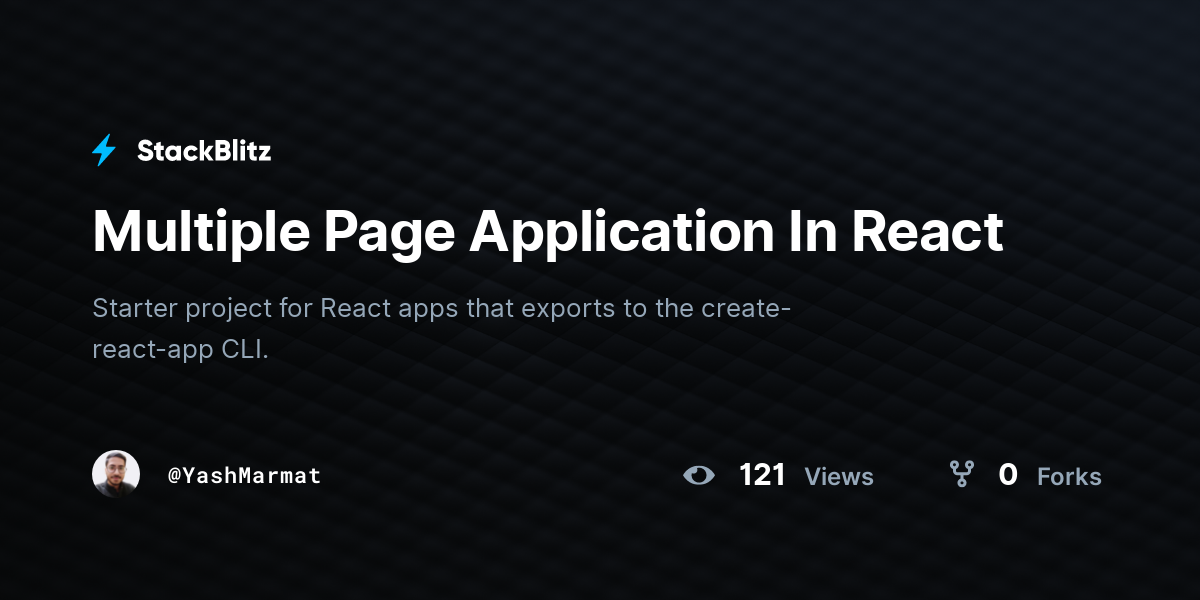 Multiple Page Application In React - StackBlitz