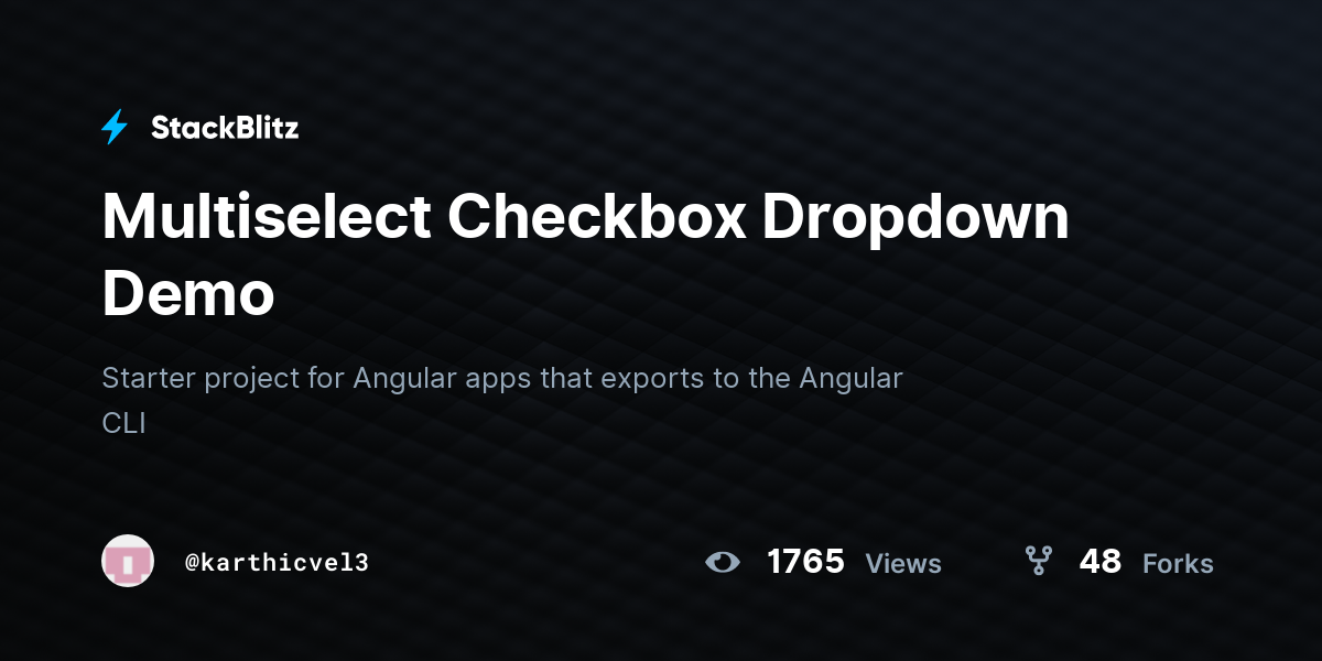 Multiselect Checkbox Dropdown Demo - StackBlitz
