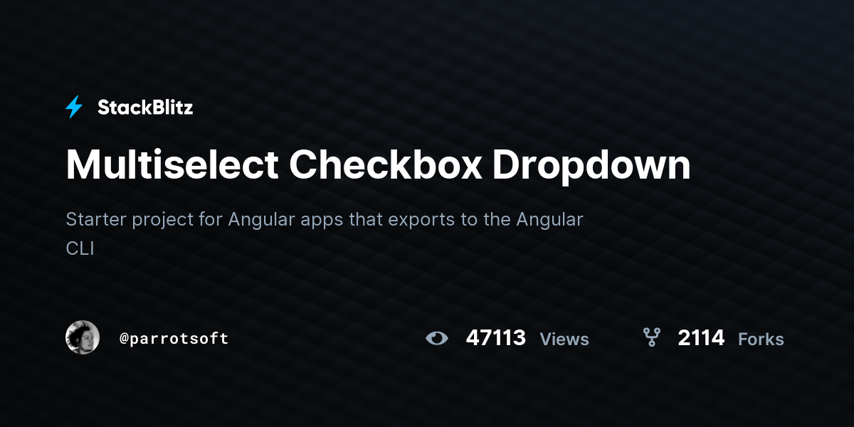 Multiselect Checkbox Dropdown - StackBlitz Multiselect Checkbox Dropdown - StackBlitz