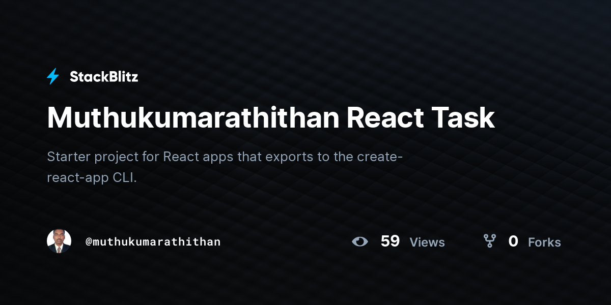 Muthukumarathithan React Task - StackBlitz