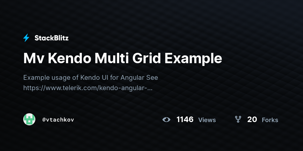 Mv Kendo Multi Grid Example - StackBlitz