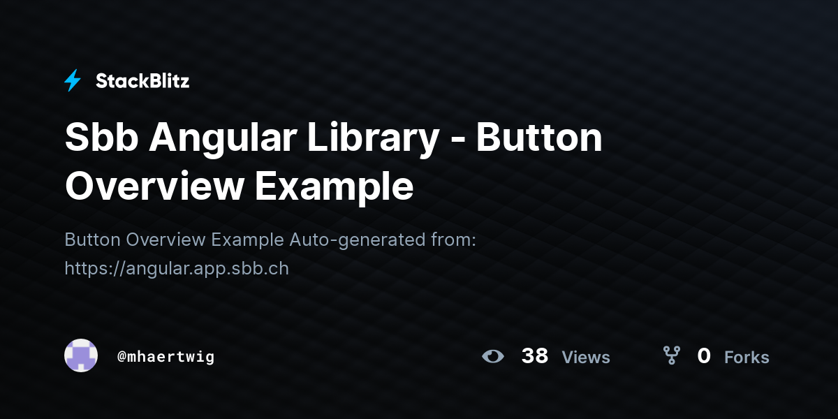 Sbb Angular Library - Button Overview Example - StackBlitz