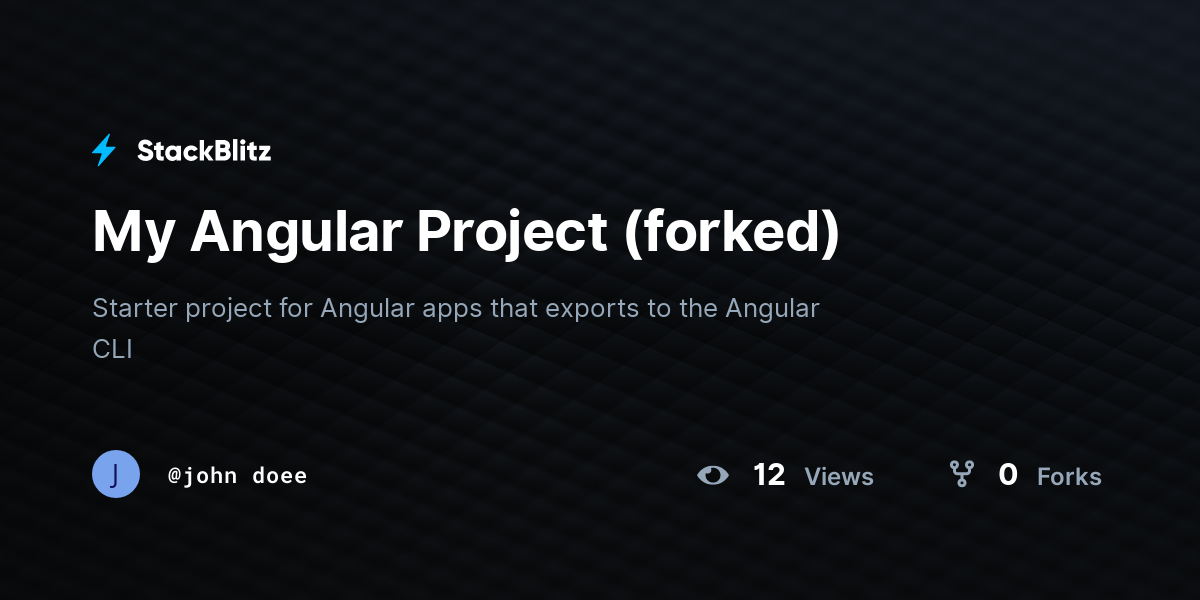 My Angular Project (forked) - StackBlitz My Angular Project (forked) - StackBlitz