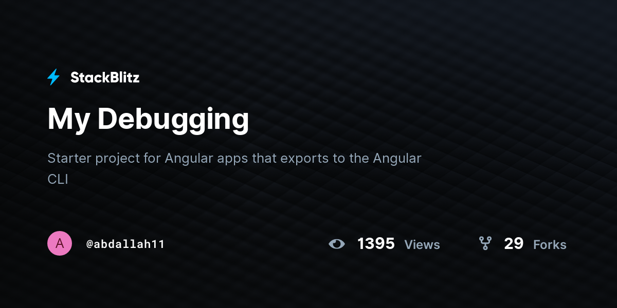 My Debugging Stackblitz