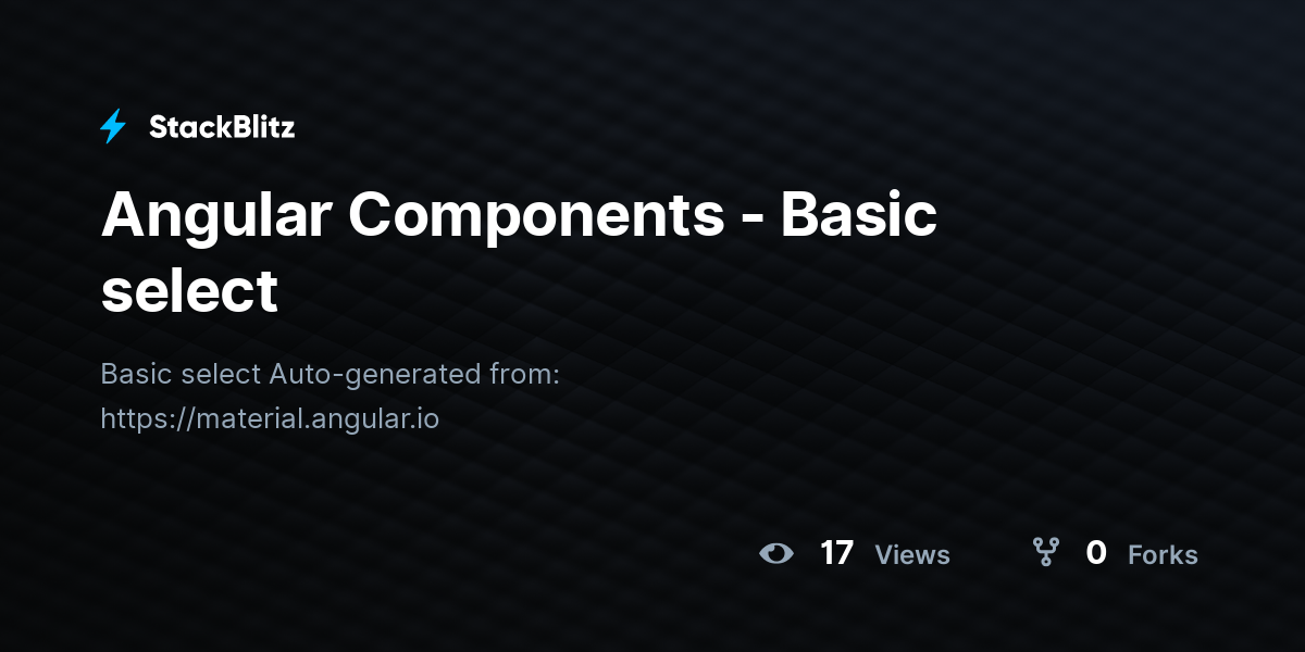 Angular Components - Basic select - StackBlitz