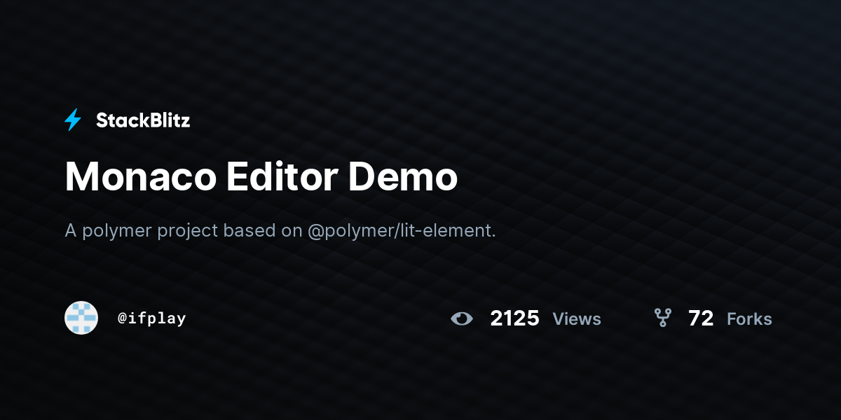Monaco Editor Demo - StackBlitz