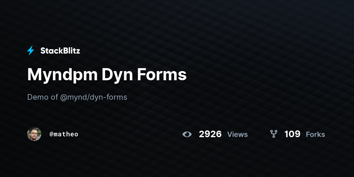 Myndpm Dyn Forms - StackBlitz