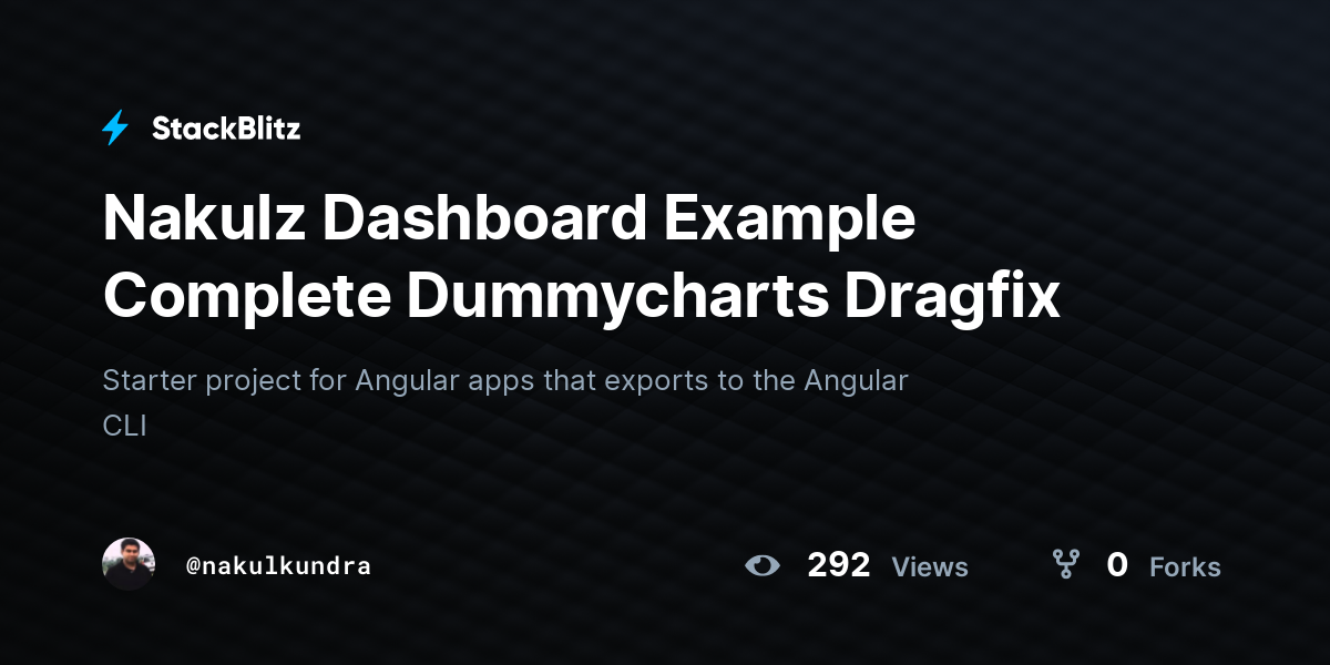 Nakulz Dashboard Example Complete Dummycharts Dragfix - StackBlitz
