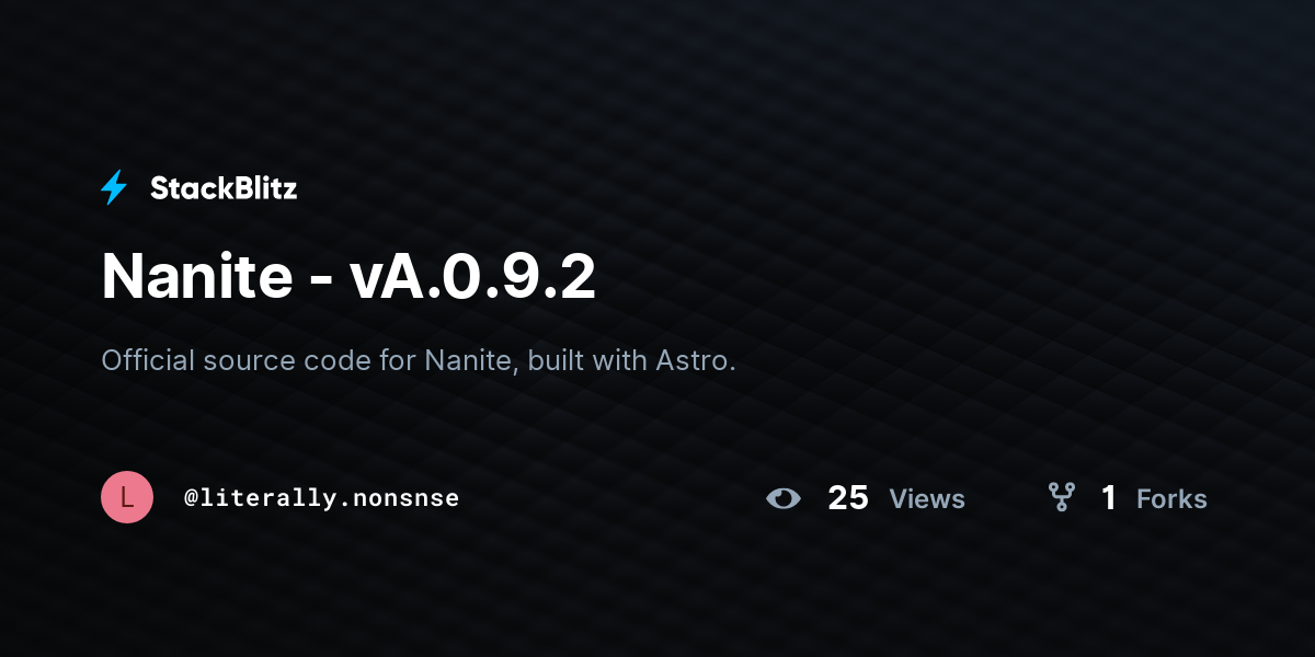 Nanite - vA.0.9.2 - StackBlitz