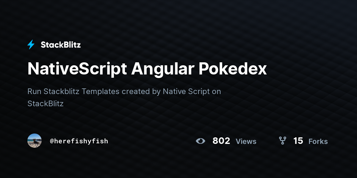 Nativescript Angular Pokedex Stackblitz