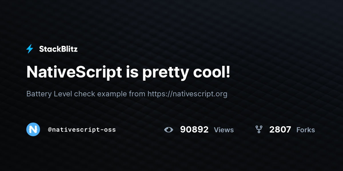 NativeScript is pretty cool! - StackBlitz