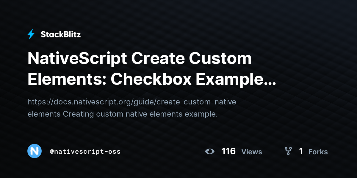 Nativescript Create Custom Elements Checkbox Example Typescript 9610