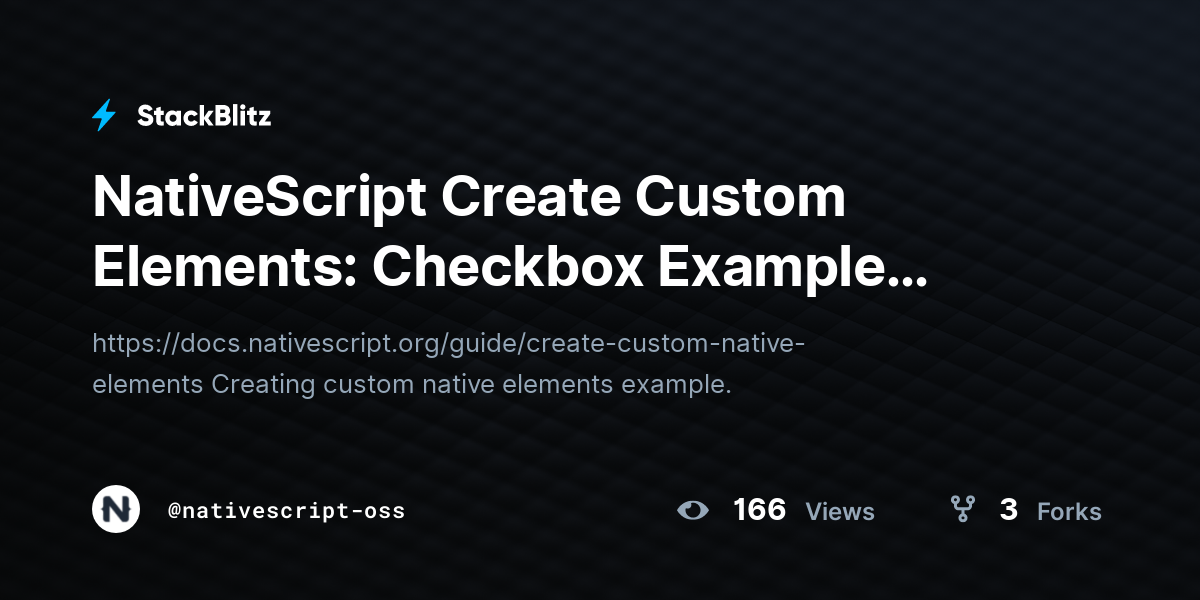 NativeScript Create Custom Elements: Checkbox Example (Vue) - StackBlitz