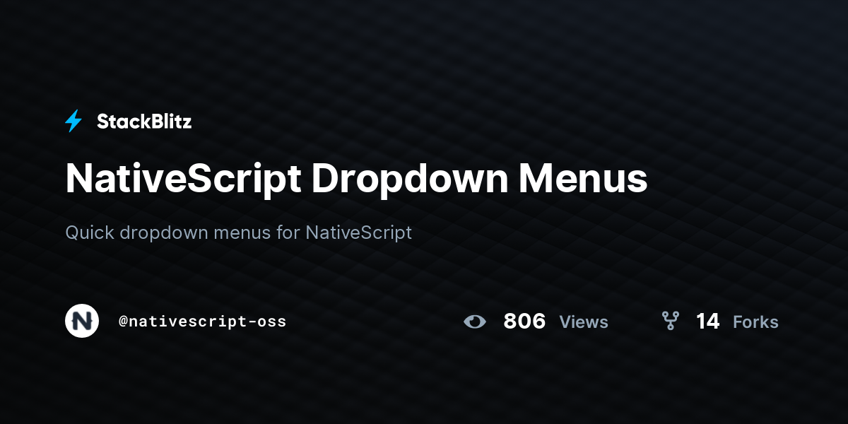 NativeScript Dropdown Menus - StackBlitz