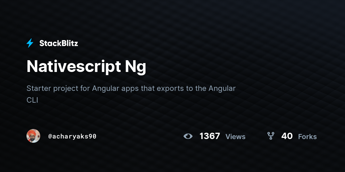 Nativescript Ng - StackBlitz