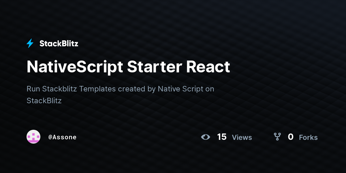 NativeScript Starter React - StackBlitz