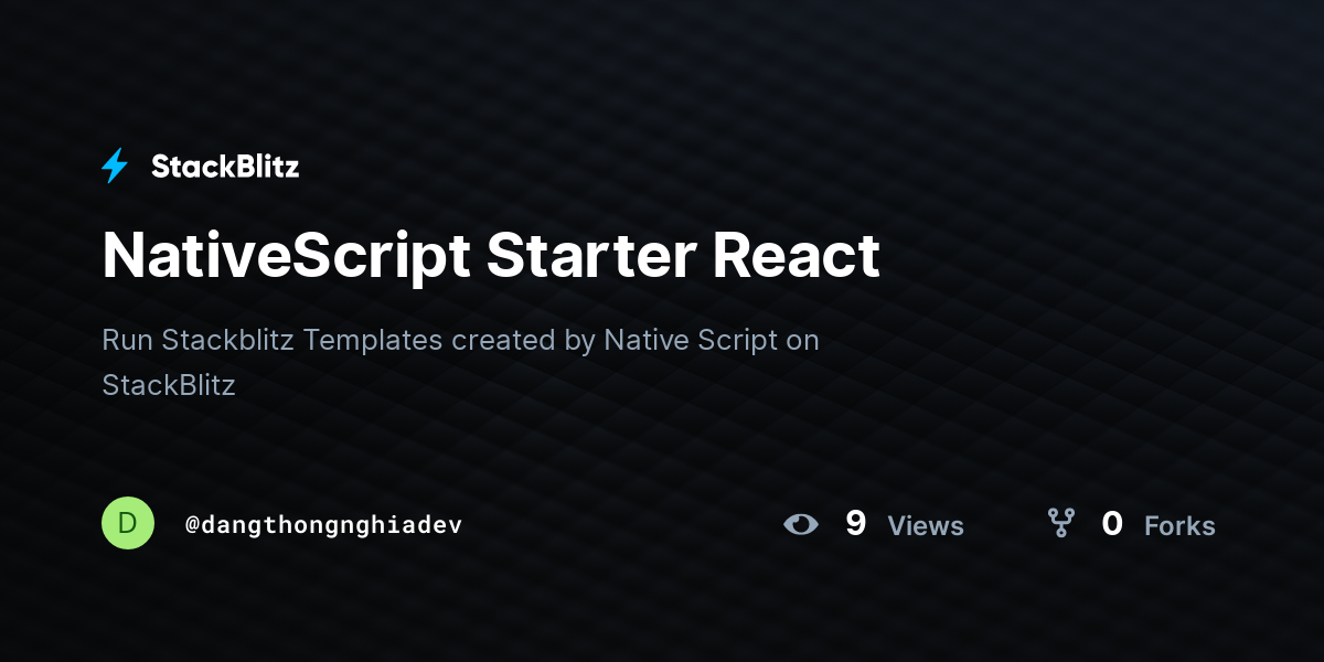 NativeScript Starter React - StackBlitz
