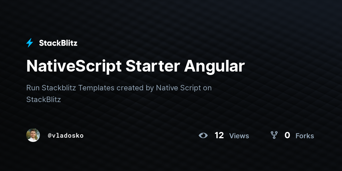 NativeScript Starter Angular - StackBlitz