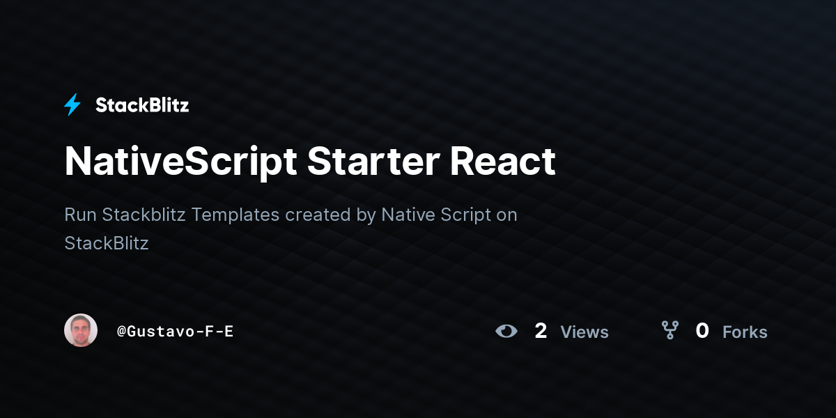 NativeScript Starter React - StackBlitz