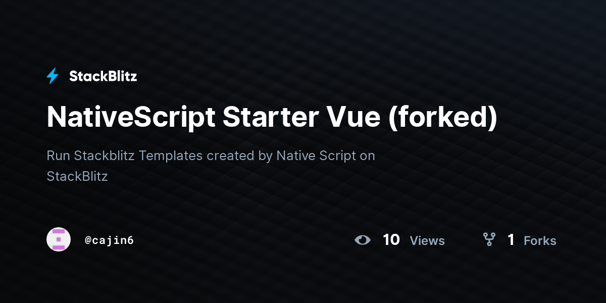 NativeScript Starter Vue (forked) - StackBlitz
