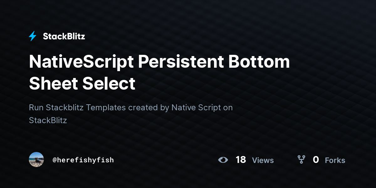 Nativescript Persistent Bottom Sheet Select Stackblitz
