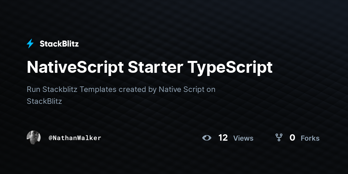 Nativescript Starter Typescript Stackblitz 9628