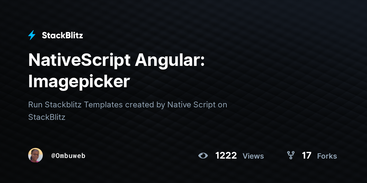NativeScript Angular: Imagepicker - StackBlitz