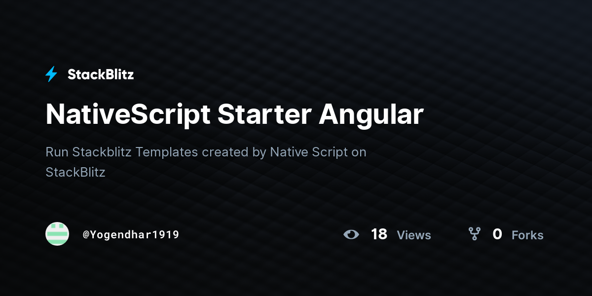 NativeScript Starter Angular - StackBlitz