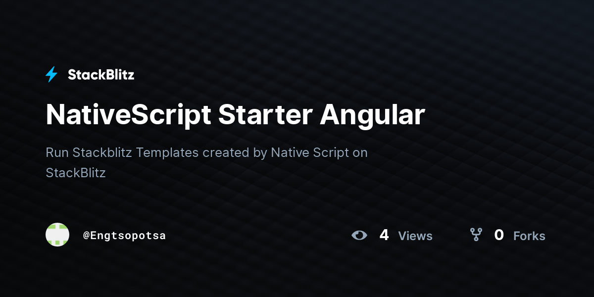 NativeScript Starter Angular - StackBlitz