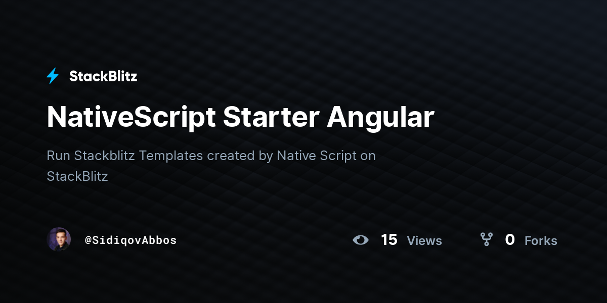 Nativescript Starter Angular Stackblitz 4785