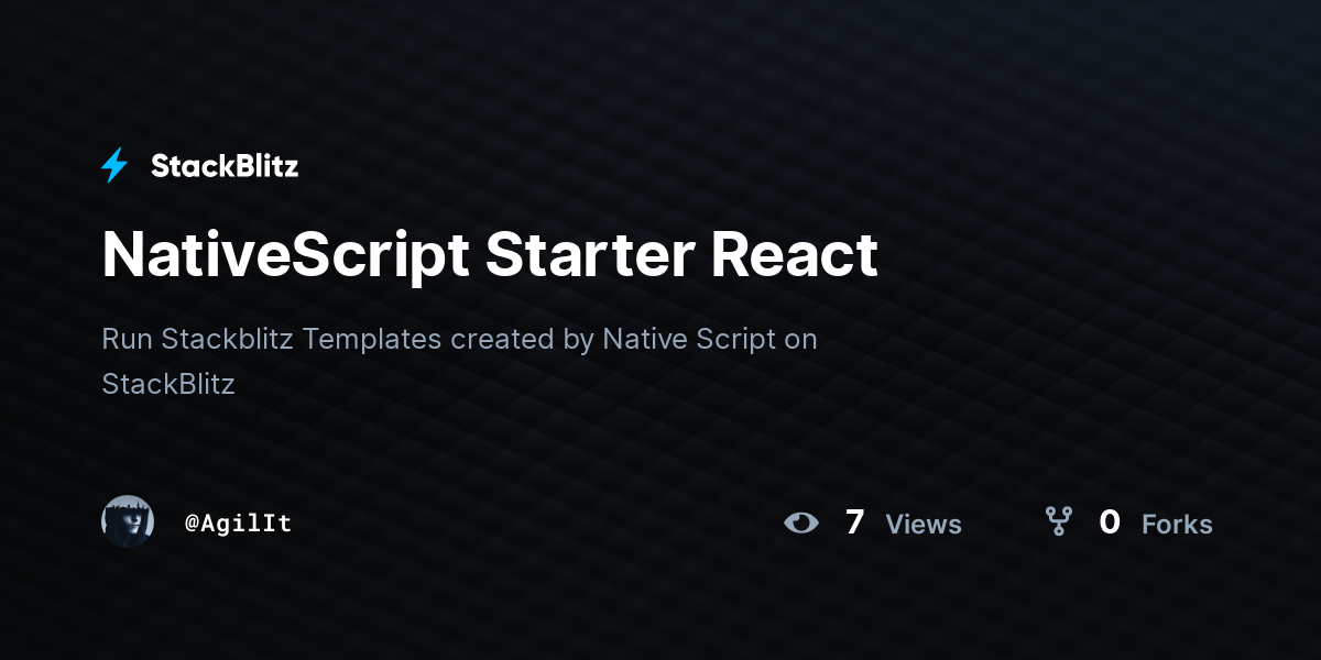 NativeScript Starter React - StackBlitz