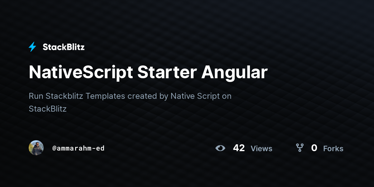 NativeScript Starter Angular - StackBlitz