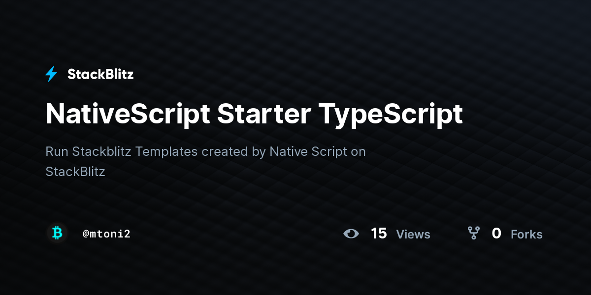 NativeScript Starter TypeScript - StackBlitz