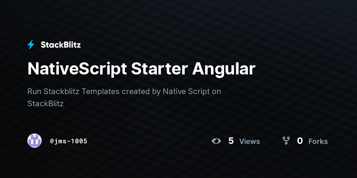 NativeScript Starter Angular - StackBlitz