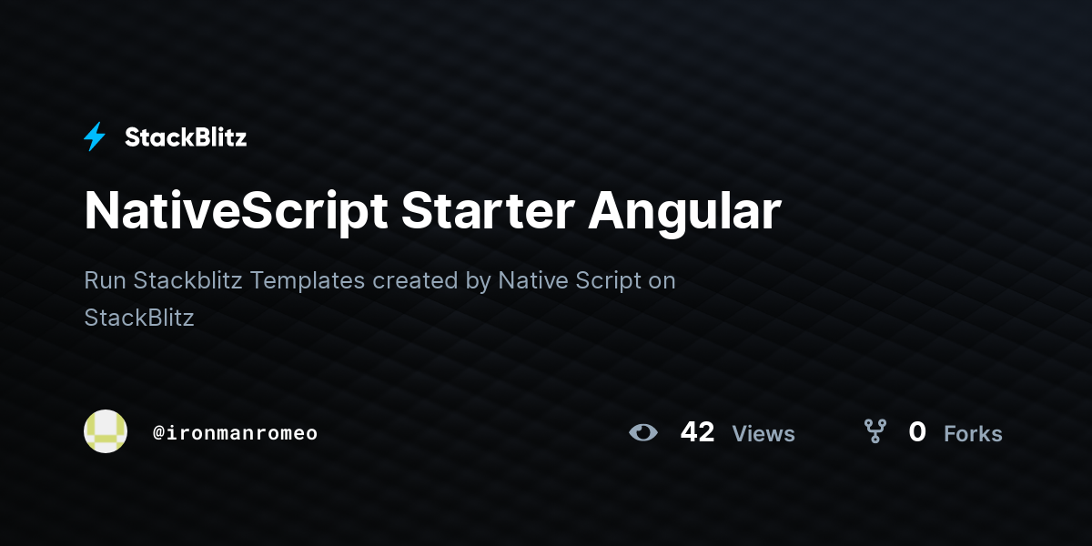 NativeScript Starter Angular - StackBlitz